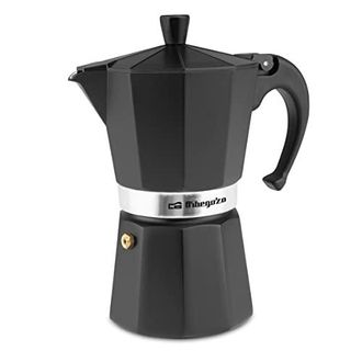 Orbegozo KFN 610 - Cafeti&egrave;re italienne en aluminium, 6 tasses, manche ergonomique, valve de s&eacute;curit&eacute;, filtre amovible, noir