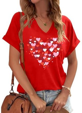 Generic T-shirt &agrave; manches courtes pour femme - T-shirt d&eacute;t&eacute; pour femme - T-shirt avec col rond - Imprim&eacute; d&eacute;contract&eacute; - Tenue arc-en-ciel - Mode - Chemise d&eacute;co