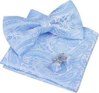 Alizeal Ensemble noeud papillon, mouchoir et boutons de manchette pour homme, 028-Bleu clair, taille unique