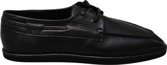 Auralee Homme, Chaussures, Noir, Taille: 42 1/2 EU Chaussures bateau en cuir souple