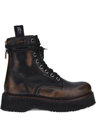 R13 bottes lacées à plateforme - Marron