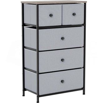 Home Discount Home Discount - Chorley Kommode mit 5 Schubladen aus Stoff mit Metallrahmen für Schlafzimmer & Wohnzimmer, Beige-Grau