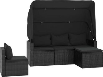 vidaXL Vidaxl - 4-tlg. Garten-Sofagarnitur mit Kissen Schwarz Poly Rattan