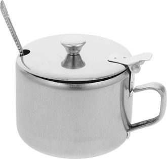 Amosfun Edelstahl-Gew&uuml;Rzdose Mit Deckel Und L&ouml;Ffel Zuckerdose Mit Griff F&uuml;R K&uuml;Che Und Restaurant Platzsparendes K&uuml;Chen-Gew&uuml;Rzglas Zur Frischen Aufbewahrung Vo