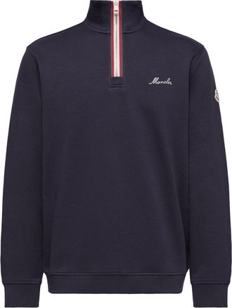 Moncler Moncler Sweat &Agrave; Col Roul&eacute; Et Logo Brod&eacute;, Homme, Bleu, Taille: Xxl
