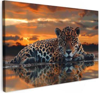 MuchoWow © Leinwand Bilder Klein 30x20 cm Mini Wanddeko Wohnzimmer Aesthetic Room Decor Deko Zimmer Wandbilder Moderne Bild auf Leinwand Natur - Leopard - Tier