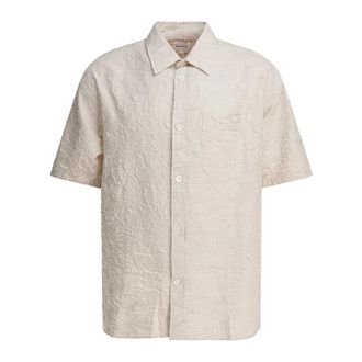 Norse Projects Homme, Chemises, Beige, Taille: L Chemise Beige à Motif Feuille
