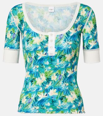 Chlo&eacute; Chlo&eacute; Top en coton m&eacute;lang&eacute; &agrave; fleurs