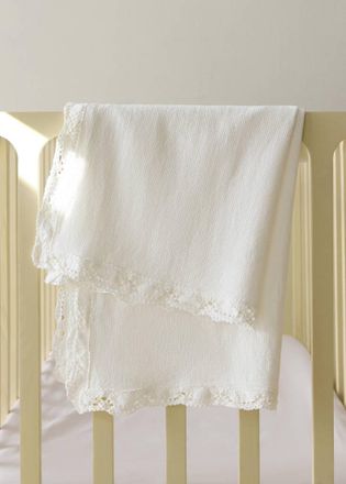 Mango &Eacute;dredon berceau 100 % coton dentelle blanc cass&eacute; - Home - 55x85cm - MANGO HOME