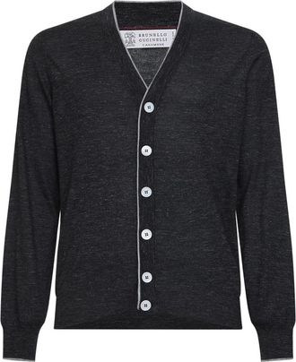Brunello Cucinelli Homme, Pulls, Gris, Taille: 2XL Cardigan L&eacute;ger