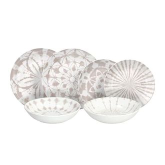 Tognana Mallorca, 18-teiliges Geschirrset für 6 Personen, Porzellan, Beige