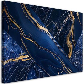 Feeby Tableau d&eacute;co Abstraction de marbre bleu dor&eacute; 100x70