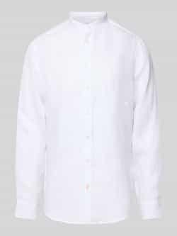 Christian Berg Regular Fit Leinenhemd mit Stehkragen