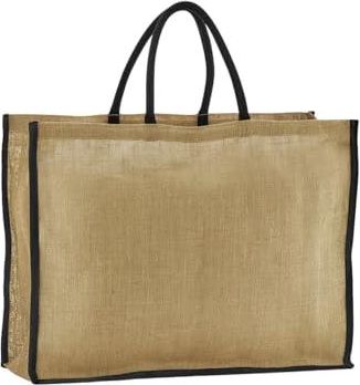 Westford Mill Westford Sac fourre-tout en jute amidonn&eacute; naturel pour homme et femme Taille unique, naturel/noir, 42.5 x 55.5 x 21 cm