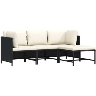 vidaXL Vidaxl - Canap&eacute;s de jardin 4 pcs avec coussins Noir R&eacute;sine tress&eacute;e