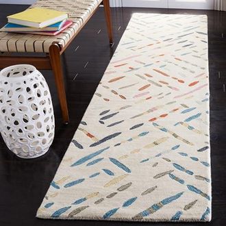 Safavieh Distressed Teppich für Wohnzimmer, Esszimmer, Schlafzimmer - Madison Collection, Kurzer Flor, Grau und Gold, 69 X 213 cm