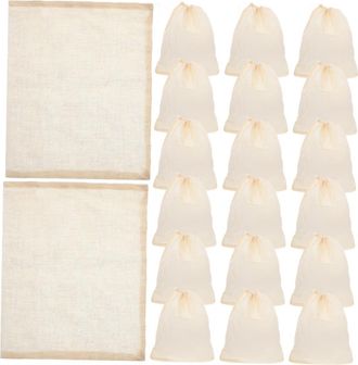 Cabilock 20st&uuml;cke Wiederverwendbare Kochen Passierbeutel Kordelzug Suppenbeutel Suppensocken Gew&uuml;rzbeutel Teebeutel F&uuml;r Losen Tee K&auml;set&uuml;cher Zum Kochen