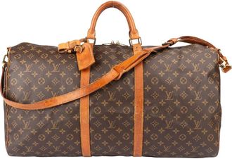 Louis Vuitton Crossbody Bags - Louis Vuitton Canvas Monogram Keepall 60 Bandoulie - Gr. unisize - in Braun - f&uuml;r Damen