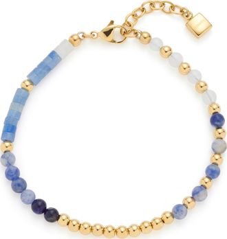 Leonardo Armband Belinda - Arm-Kette aus goldfarbenem Edelstahl - Filigrane Natursteine in Blau- und Weißtönen - 19-22 cm Länge - Schmuck Geschenk für Frauen -