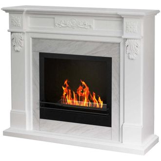 Levante Bioethanol-Kamin Biokamin TRUMAN Wei&szlig;er Marmoreffekt L121 x T38 x H108