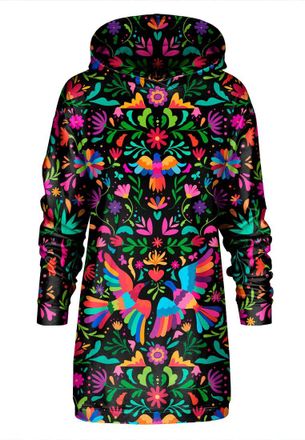 Mr. Gugu & Miss Go Black Mexican Folk Oversize Hoodie-Kleid