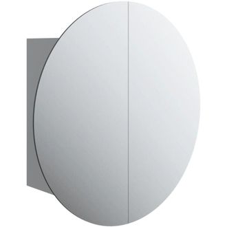 vidaXL Badezimmerschrank mit Rundem Spiegel & led Grau 47x47x17,5 cm - Vidaxl