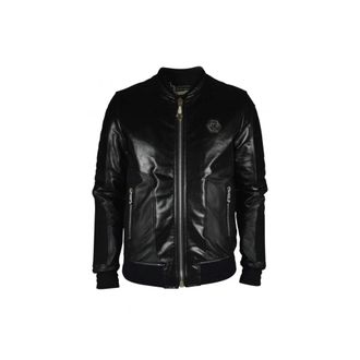 Philipp Plein Leder-Bomberjacke - - Jackets - Herren - Schwarzk - M