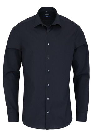 Seidensticker Herren Business-Hemd - Shaped Fit - Bügelfrei - Kent-Kragen - Extra langer Arm - 100% Baumwolle Schwarz (Schwarz) 44