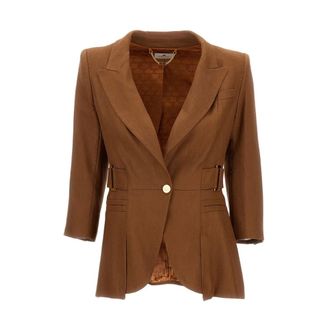 Elisabetta Franchi Femme, Vestes, Brun, Taille: 38 FR Elisabetta Franchi Vestes Leather Brown