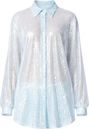 twentyfour Femme, Blouses et Chemises, Bleu, Taille: 46 FR Camicia over Paillettes