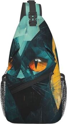 Generic Sac &agrave; bandouli&egrave;re bleu avec trois chats - Sac &agrave; bandouli&egrave;re de voyage pour homme - Sac &agrave; dos de randonn&eacute;e