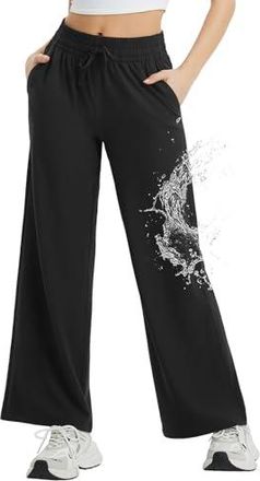 Baleaf Pantalon imperm&eacute;able pour femme avec poches zipp&eacute;es - Legging &eacute;vas&eacute; pour femme - Pour l&eacute;t&eacute;, la marche, la randonn&eacute;e, Noir, XXL