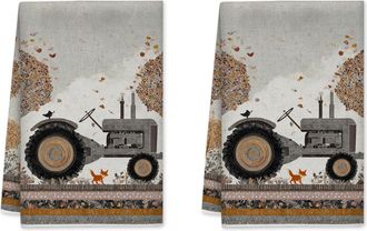 Generic K&uuml;chent&uuml;cher im Herbst-Traktor-Design, rustikaler Fuchsbaum, grau, schnell trocknend, Geschirrt&uuml;cher zum Trocknen von Geschirr, festliche Heimdekorati