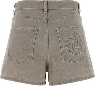 Fendi Cotton Denim Shorts - Beige