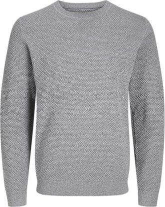 Jack & Jones Jprblunoah Knit Crew Neck BF Pull en Tricot, Mélange de Gris Clair-Détails : torsadé/Structure complète, S Homme