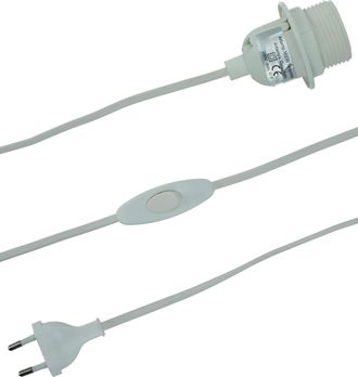 Guru Shop Anschlusskabel, Steckerleitung, Zuleitung, Lampen Kabel mit Schalter, Fassung Einzeln Verpackt - 4m - Weiß / E27, 0,1x4x0,2 cm, Elektrozubehör