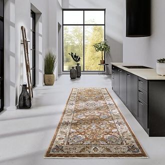 Villeroy & Boch Kurzflor Teppich Egon - Orientalischer Wohnzimmerteppich - Klassischer Fransenteppich f&uuml;r Wohnzimmer, Schlafzimmer, Esszimmer, Flur - Kupfer Multifarb