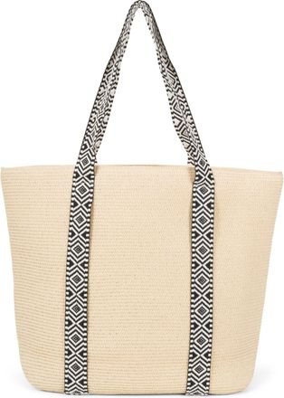 styleBREAKER Strandtasche Papierstroh Strandtasche Azteken Muster