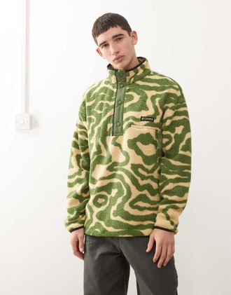 Columbia Helvetia - Polaire à imprimé tourbillon avec demi-patte de boutons-pression - Vert/beige