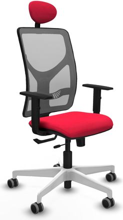 Piqueras y Crespo Roter Schreibtischstuhl mit 1D-Armen, h&ouml;henverstellbarer Lendenwirbelst&uuml;tze und festem Kopfteil, ausgestattet mit Syncro/Traslack und Schneideschaum, 