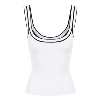 Iceberg Femme, Tops, Blanc, Taille: 40 FR D&eacute;bardeur c&ocirc;tel&eacute; en coton stretch