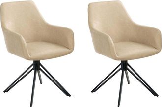 Beliani Esszimmerstuhl 2er Set SANSARC Kunstleder Beige
