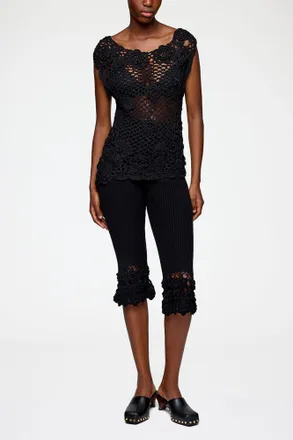 Ganni schwarz Stricktop aus Baumwollh&auml;kelstoff Bio-Baumwolle - Gr&ouml;&szlig;e XS