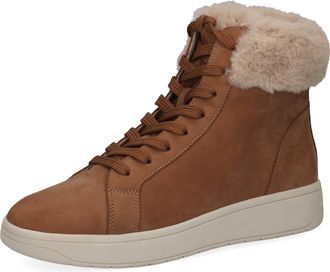 Caprice Damen Sneaker hoch mit Fütterung Memotion Winter Fell Weite G, Braun (Camel Nubuc), 39 EU