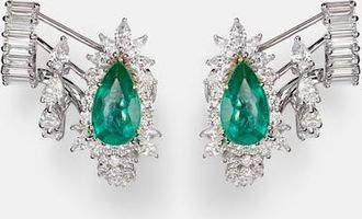 Yeprem Boucles doreilles Reign Supreme en or jaune et blanc 18 ct, diamants et &eacute;meraudes