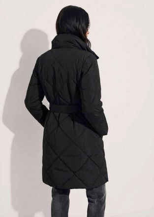 Madeleine Steppjacke Rauten-Steppmantel mit Bindeg&uuml;rtel Gro&szlig;er Spatenkragen, verdeckte Druckknopfleiste & Eingrifftaschen