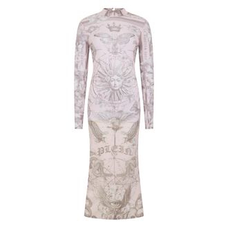 Philipp Plein T&uuml;ll Maxi Kleid Offener R&uuml;cken Butterfly Tattoo - - Dresses - Damen - Rosa - L