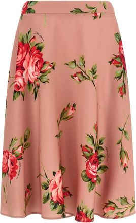 Dolce & Gabbana Femme, Jupes, Rose, Taille: 44 FR Bouquet Rose Silk Midi Skirt