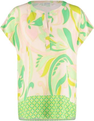 Gerry Weber Femme, Blouses et Chemises, Multicolore, Taille: 38 FR Top Floral avec Bordure Imprim&eacute;e G&eacute;o