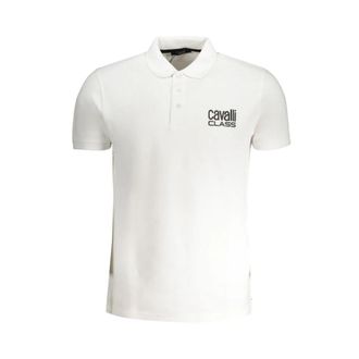 Cavalli Wei&szlig;es Baumwoll-Poloshirt mit Druck - - Tops - Herren - Wei&szlig; - XL